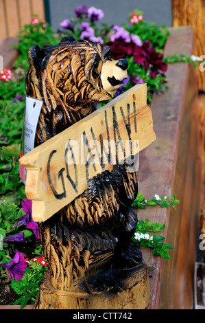 The welcome sign to Denali National Park in Alaska is a popular ...