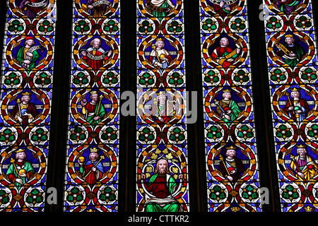 THE JESSE TREE STAINED GLASS IN THE ROYAL DOOR CHARTRES CATHEDRAL EURE ...