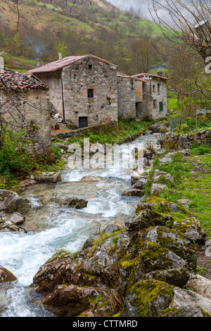 Cabrales, Asturias, village, river, landscape, Europe, Spain, El Cares ...