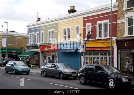 The High Road in Leyton, London with a mural designed by Camille Walala ...