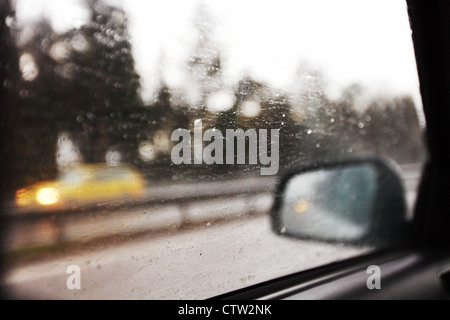 drive on rain window in drops Stock Photo - Alamy