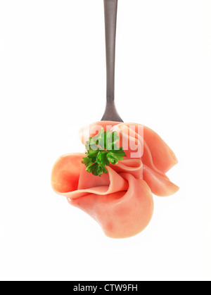 slice of ham on a fork Stock Photo - Alamy