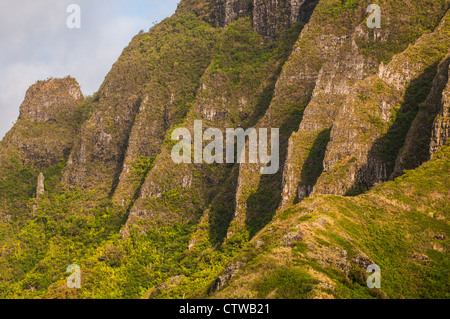 The spectacular ridges of Mo'o Kapu O Haloa, Kualoa, Oahu, Hawaii Stock ...