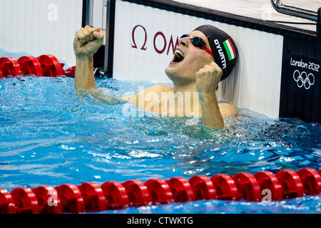 Daniel Gyurta (HUN) reacts after winning the gold medal in the Men's ...