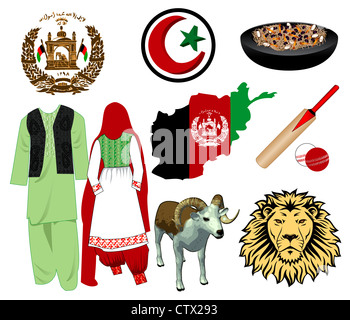 National symbols and flag of Afghanistan Stock Photo - Alamy