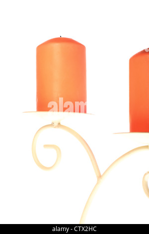 Metal candlestick with two candle Stock Photo - Alamy