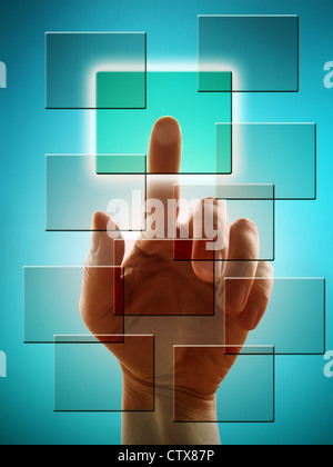 hand working with touch screen interface Stock Photo - Alamy