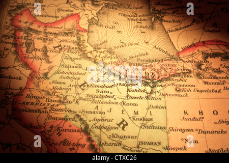 Old map of Iran Persia, centered on Shiraz. Map is from 1855 and out of ...