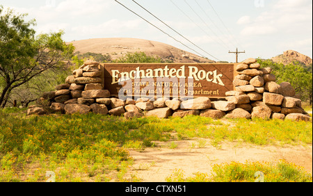 Entrance sign at Enchanted Rock State Natural Area Texas USA Stock ...