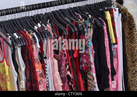 Clothes rail with contemporary young women's clothing from Topshop ...