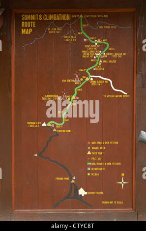 Mount Kinabalu map and leader board Stock Photo - Alamy
