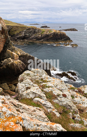 Rocky coastline near Rhoscolyn Anglesey Coast Path Wales Cymru UK GB ...