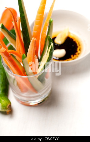 fresh raw carrot and cucumber with pinzimonio sauce italian snack ...