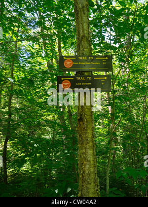Trail signs in the Adirondack Mountains of New York State Stock Photo ...