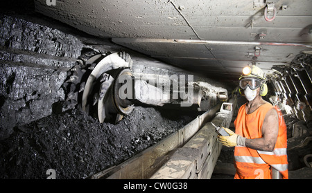 Coal cutting machine inside mine at the Deutsches Bergbau-Museum or ...
