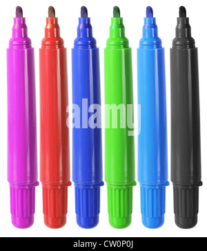 Color markers side by side on a white background Stock Photo - Alamy