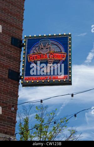 Neon lobster outside a seafood restaurant in the walking street a ...