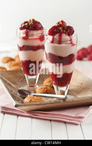 Raspberry syllabub Fruit and cream dessert Stock Photo - Alamy