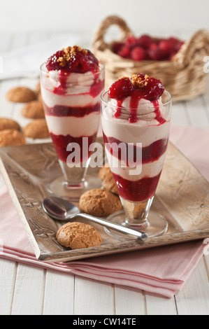 Raspberry syllabub Fruit and cream dessert Stock Photo - Alamy