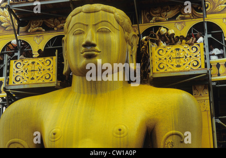 The face of the statue of Lord Bahubali during the Mahamastakabisheka ...