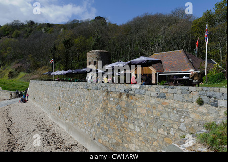 Restaurant and Watchtower, Fermain Bay, Isle of Guernsey, Channel ...