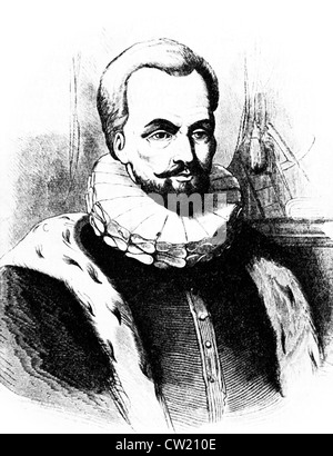 Stevin, Simon, 1548 - 1620, Flemish mathematician, portrait, drawing ...