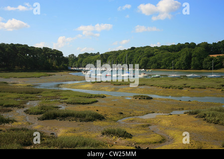 View of Riviere du Vincin at low tide from Allee des Freres Cadoret ...