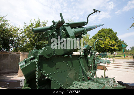 Restored WW2 Ack Ack (antiaircraft) gun emplacement at Mudchute Park ...