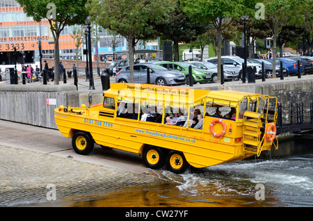 the "yellow duck marine" a tour bus at the "albert dock" in liverpool ...