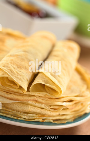 Pile of crepes on the plate Stock Photo - Alamy