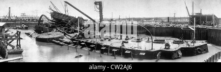A photograph of the ship USS Maine, which sank in Havana Harbor in 1898 ...