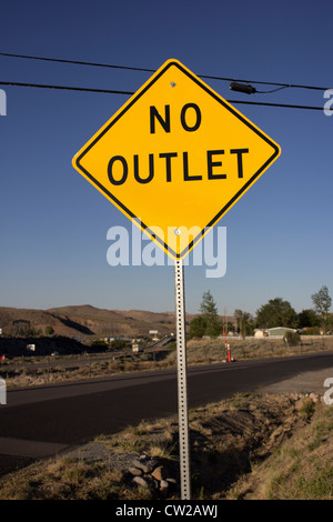 no outlet yellow road hazard sign Stock Photo - Alamy