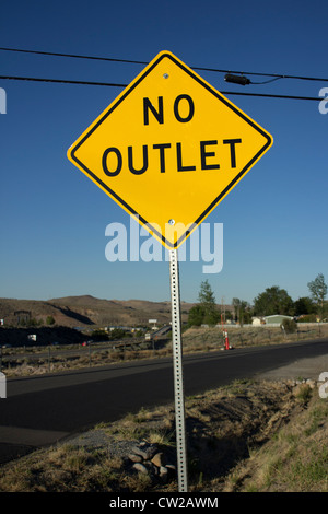no outlet yellow road hazard sign Stock Photo - Alamy