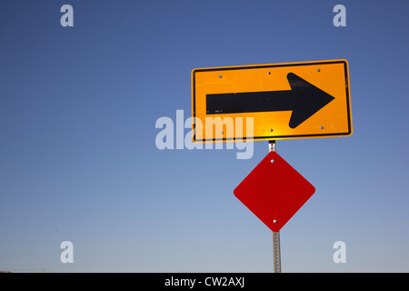a right arrow road hazard sign Stock Photo - Alamy