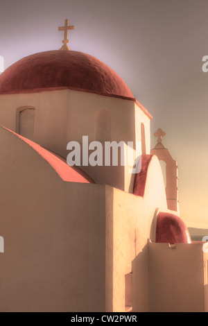 Church with Red Dome in Mykonos Greece Stock Photo - Alamy