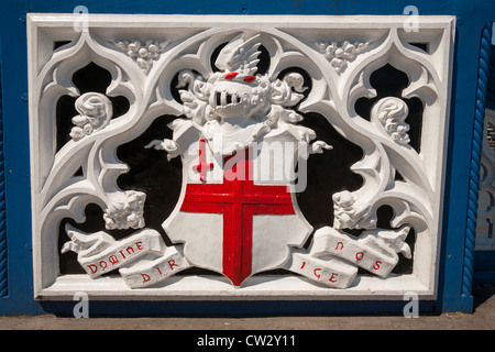 Shield with coat of arms of the Tower Bridge, London, England, United ...