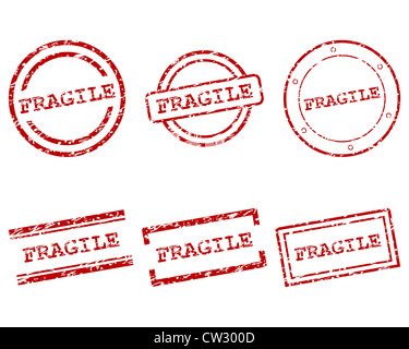 fragile red grunge vintage stamp isolated on white background Stock ...