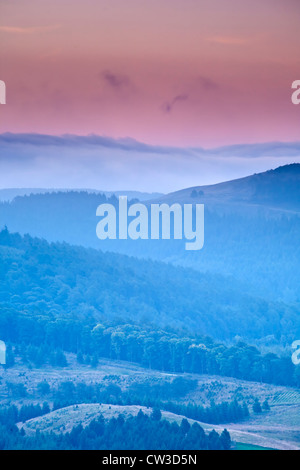 Dawn in Macclesfield Forest with Fog Forming on Hilltops Stock Photo ...