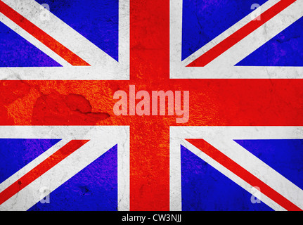 Vintage old flag of United Kingdom. Art painted Britannia national flag ...