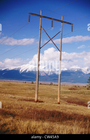 Phone lines lining road Stock Photo - Alamy