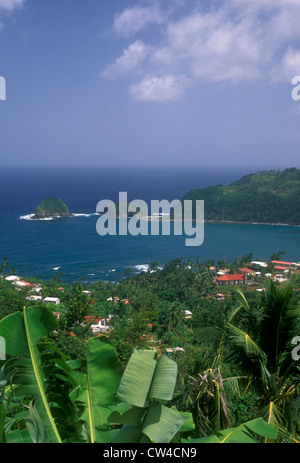 coastline, village of Castle Bruce, Castle Bruce, Dominica, West Indies ...