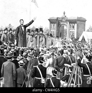 The Gettysburg Address 1863. President Abraham Lincoln delivering the ...