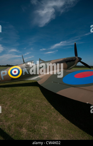 Side view of a Supermarine Spitfire with the RAF roundel on the ...