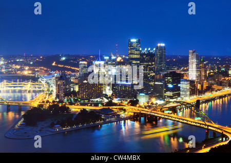 Cityscape of Pittsburgh, Pennsylvania. Allegheny and Monongahela Rivers ...