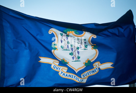 The state flag of Connecticut waving in the wind Stock Photo - Alamy