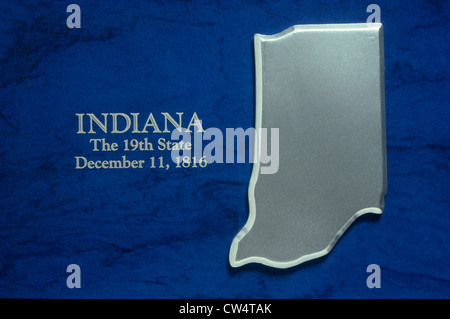 Silver Map of Indiana Stock Photo - Alamy