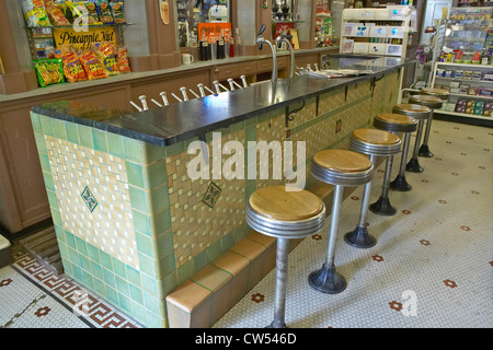 Old fashioned drug store soda fountain counter from the 1950's at ...