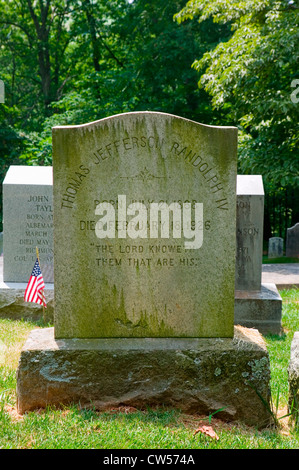 Thomas Jefferson's grave site at Monticello, home of Thomas Jefferson. Inscription reads "Here ...