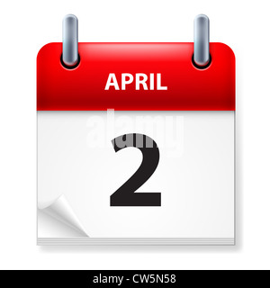 Second in April Calendar icon on white background Stock Photo - Alamy