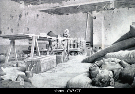 World War I. Hospital ward in Ypres destroyed by a 305-mm shell (1915 ...